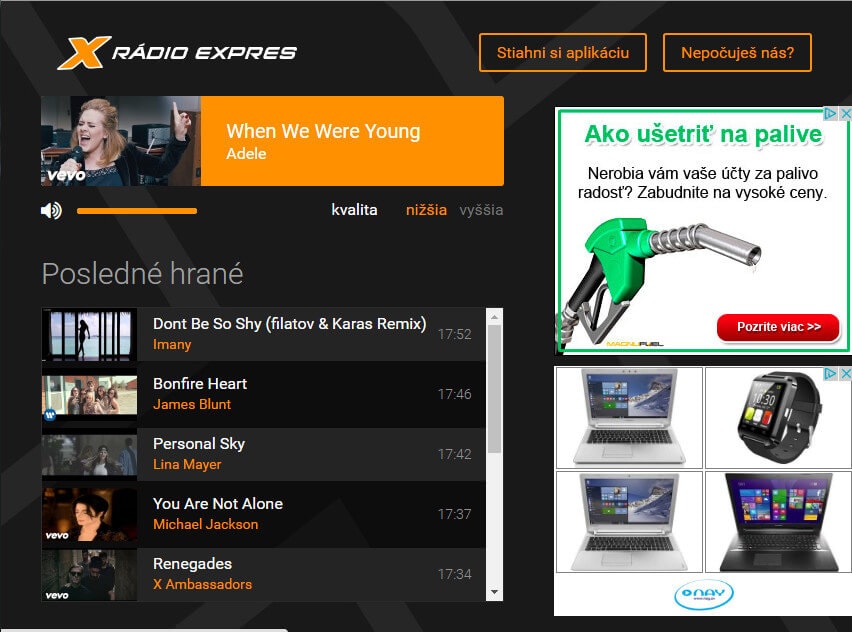 Rádio Expres - Development of web and mobile applications